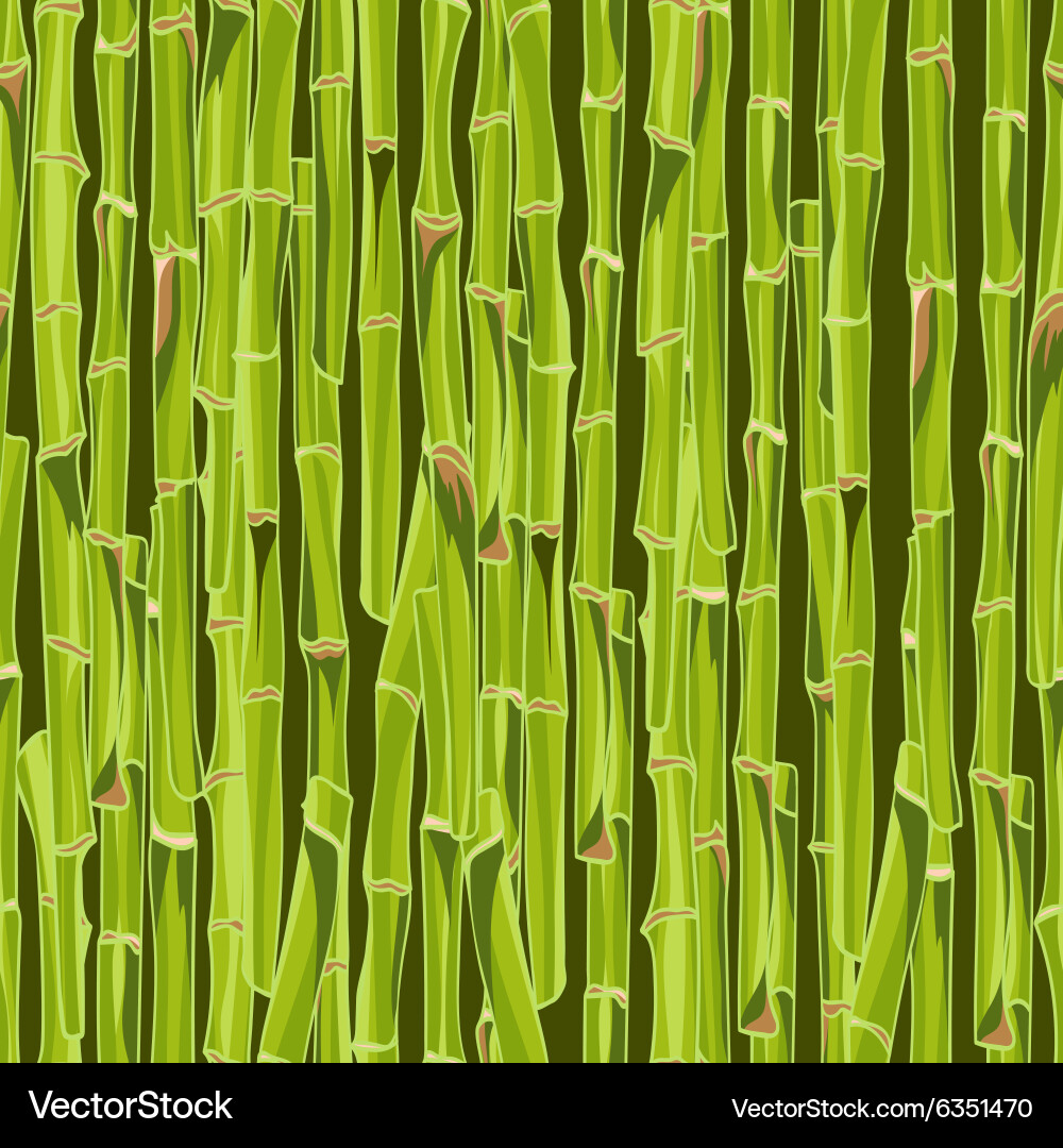 Hand-drawn green bamboo seamless background Vector Image