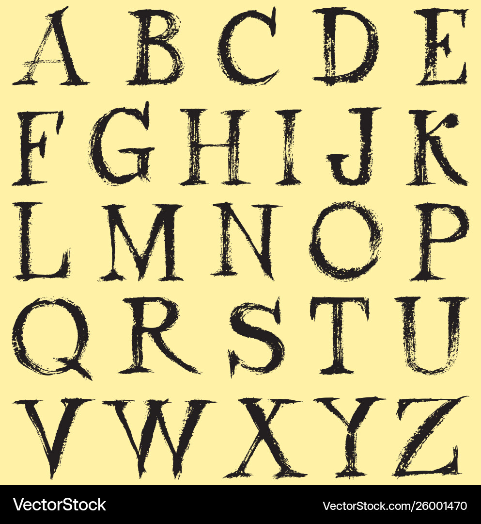 Image a hand drawn alphabet from latin letters Vector Image