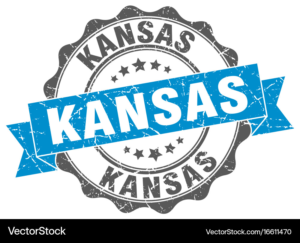 Kansas round ribbon seal Royalty Free Vector Image