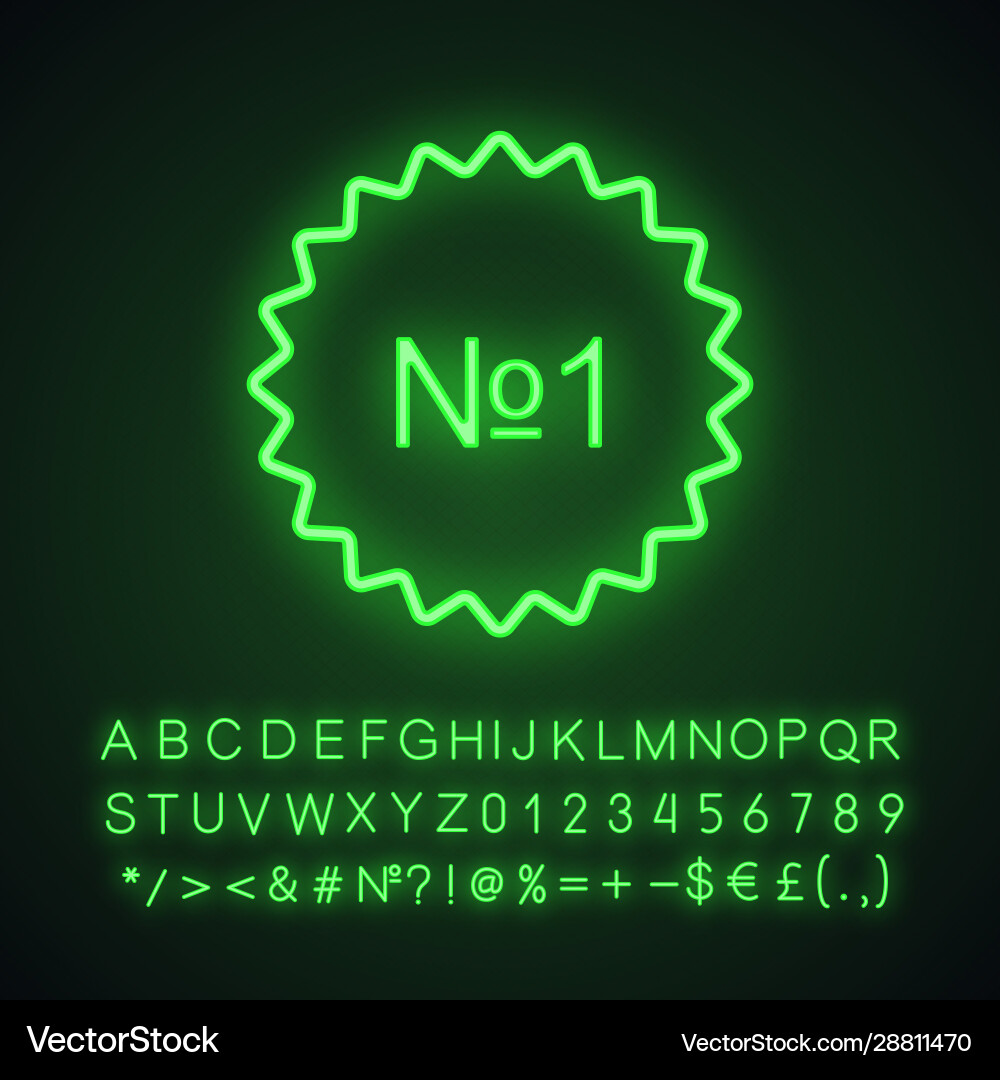 Number one round sticker neon light icon Vector Image
