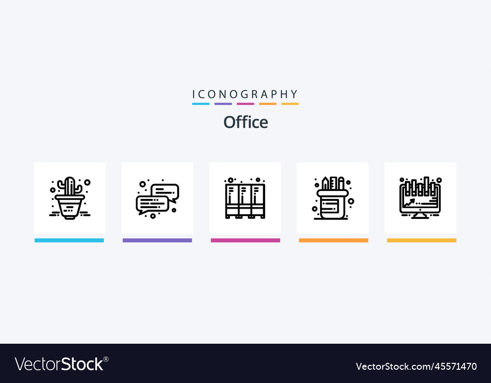 Office line 5 icon pack including team headcount Vector Image