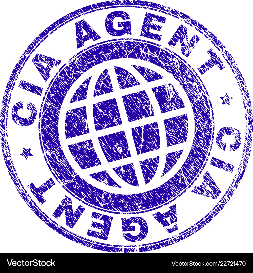 Scratched textured cia agent stamp seal Royalty Free Vector