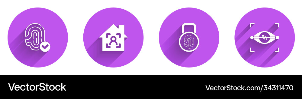 Set fingerprint smart home with face id lock Vector Image