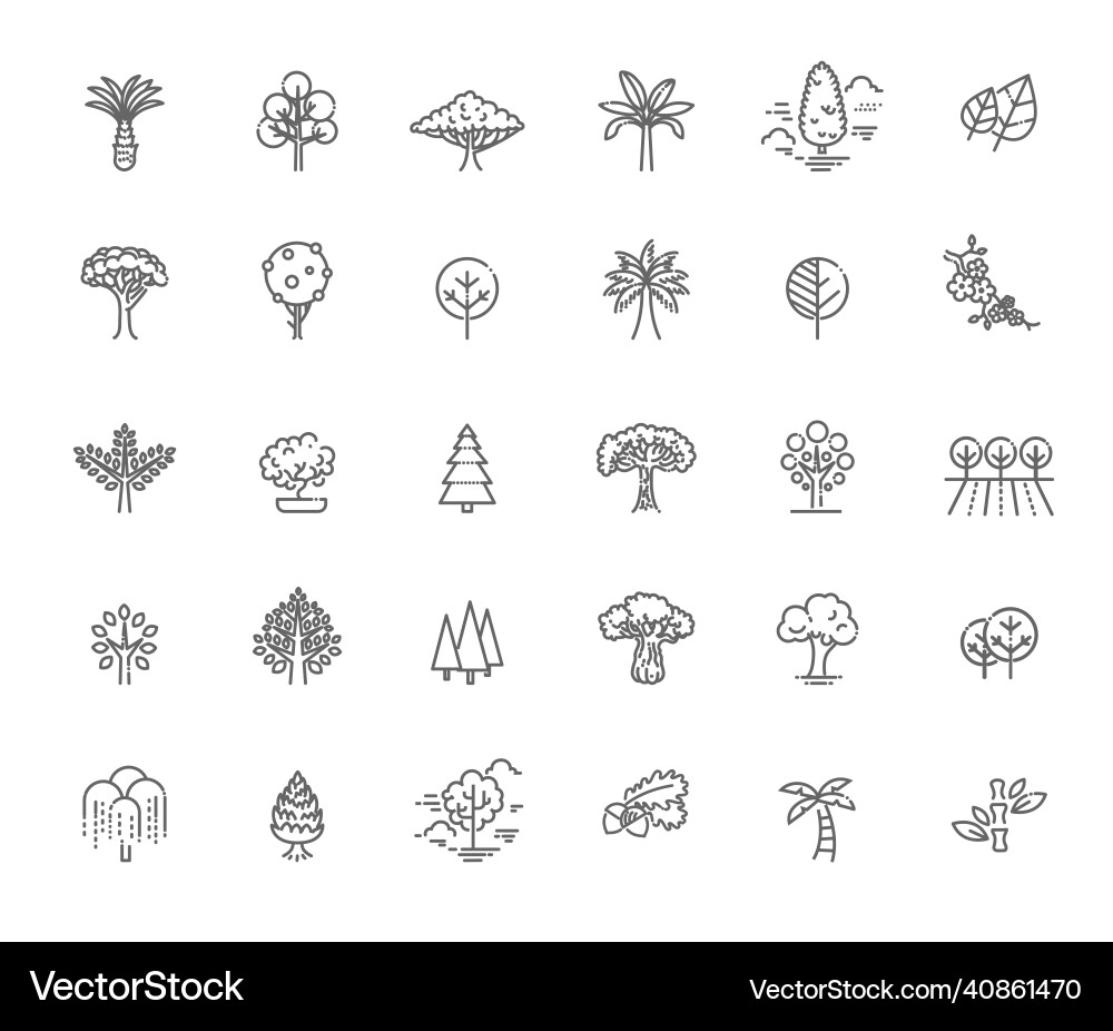 Set of tree shape line icons Royalty Free Vector Image