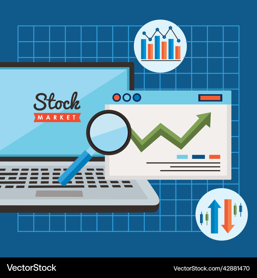 Stock market lettering tech Royalty Free Vector Image
