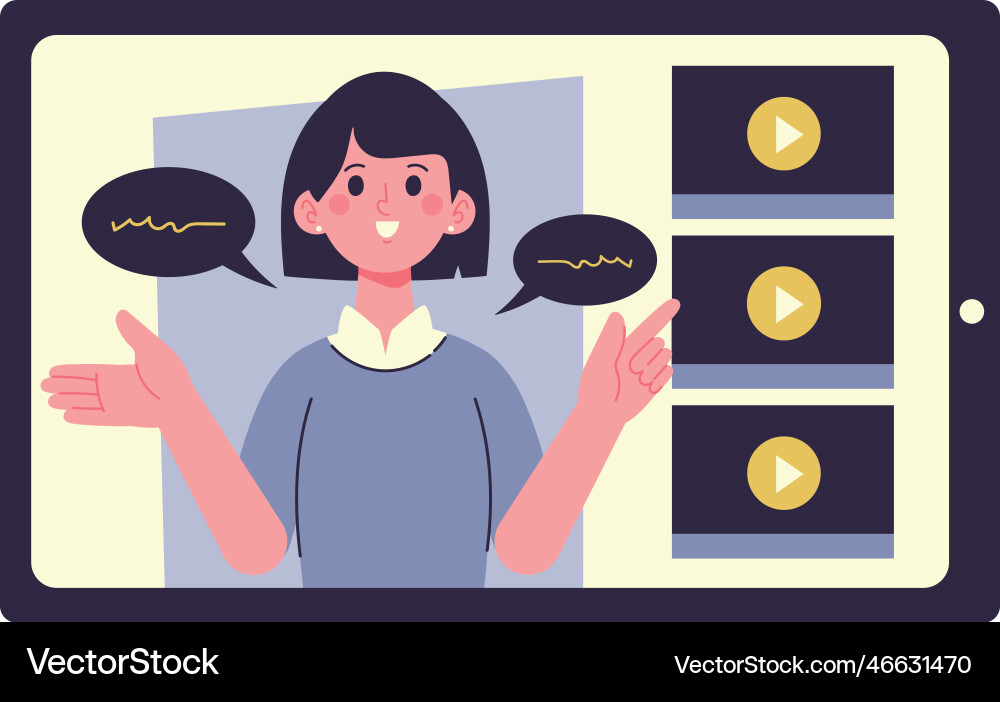 Woman teaching in a video for education Royalty Free Vector