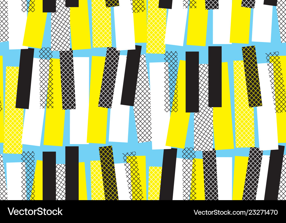 Yellow and blue jazz music seamless pattern Vector Image