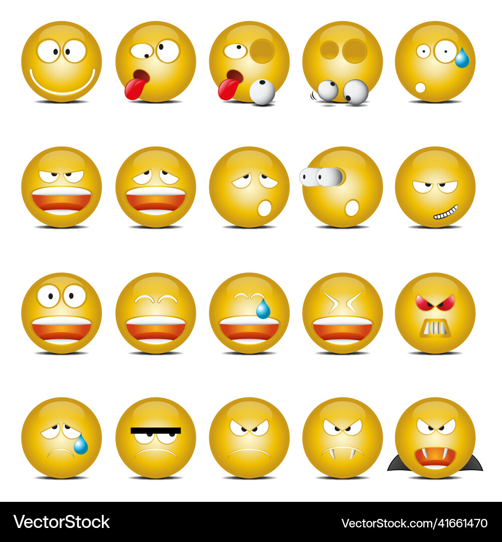 Yellow shine glass emoticons Royalty Free Vector Image