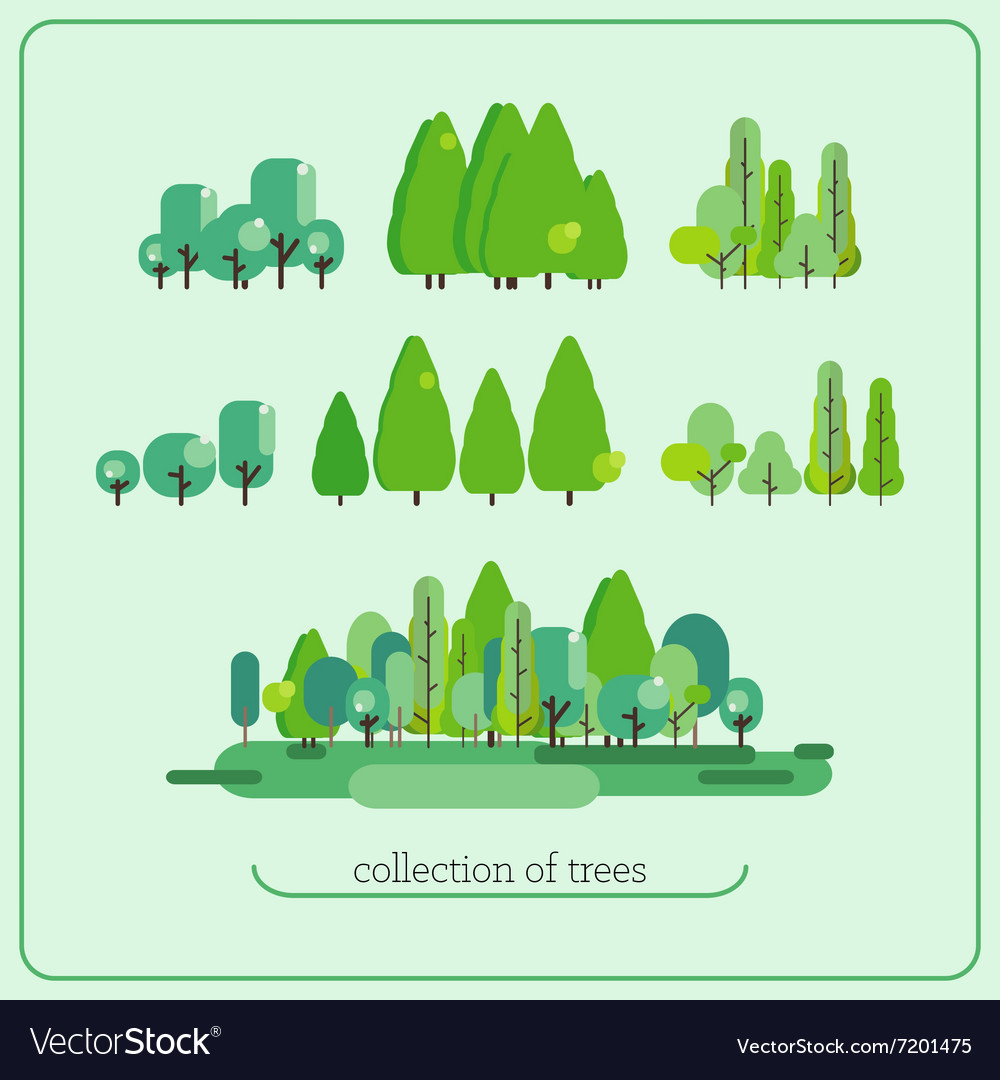 Collection of trees floral group nature Royalty Free Vector