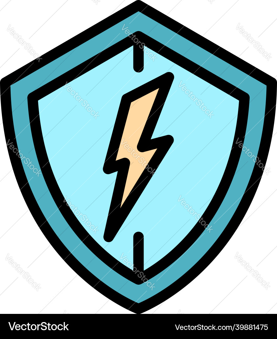 Electric protect shield icon color outline Vector Image