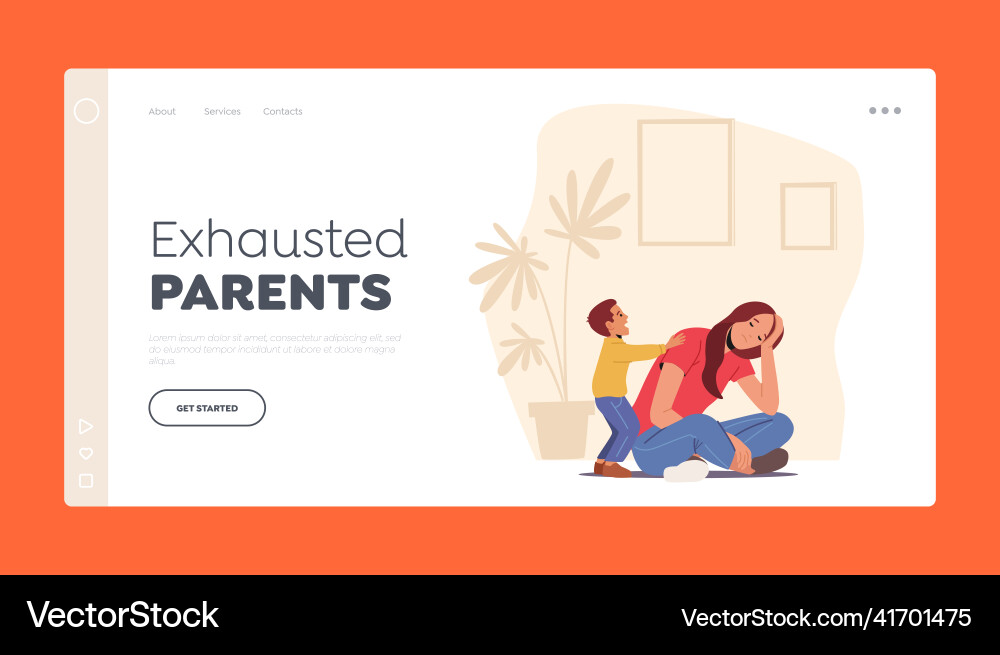 Exhausted parents landing page template depressed Vector Image