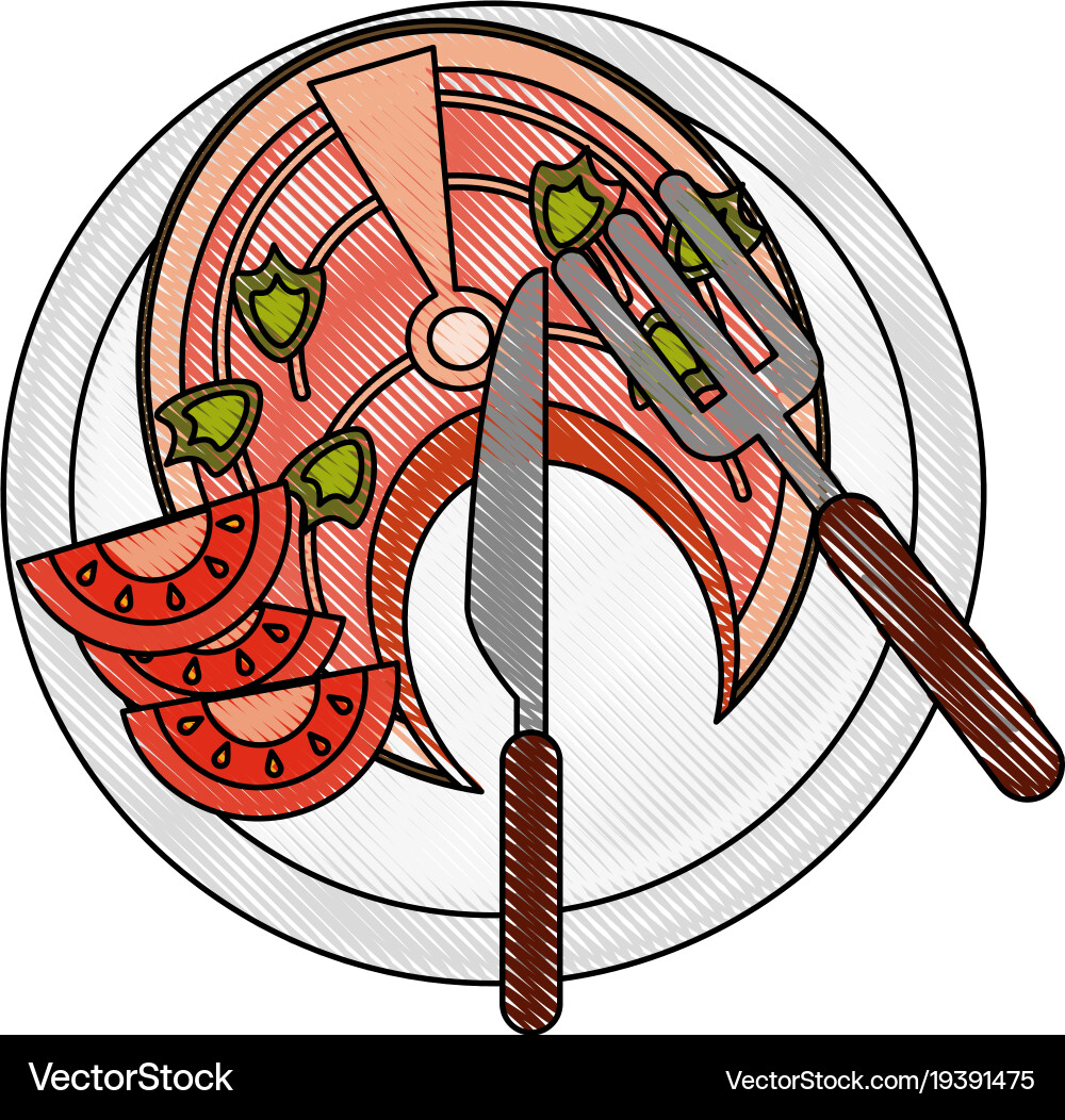 Fish and salad seafood Royalty Free Vector Image