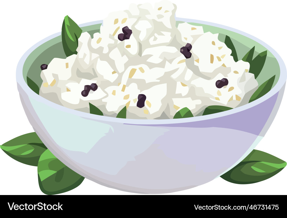 Fresh meal with organic rice bowl Royalty Free Vector Image
