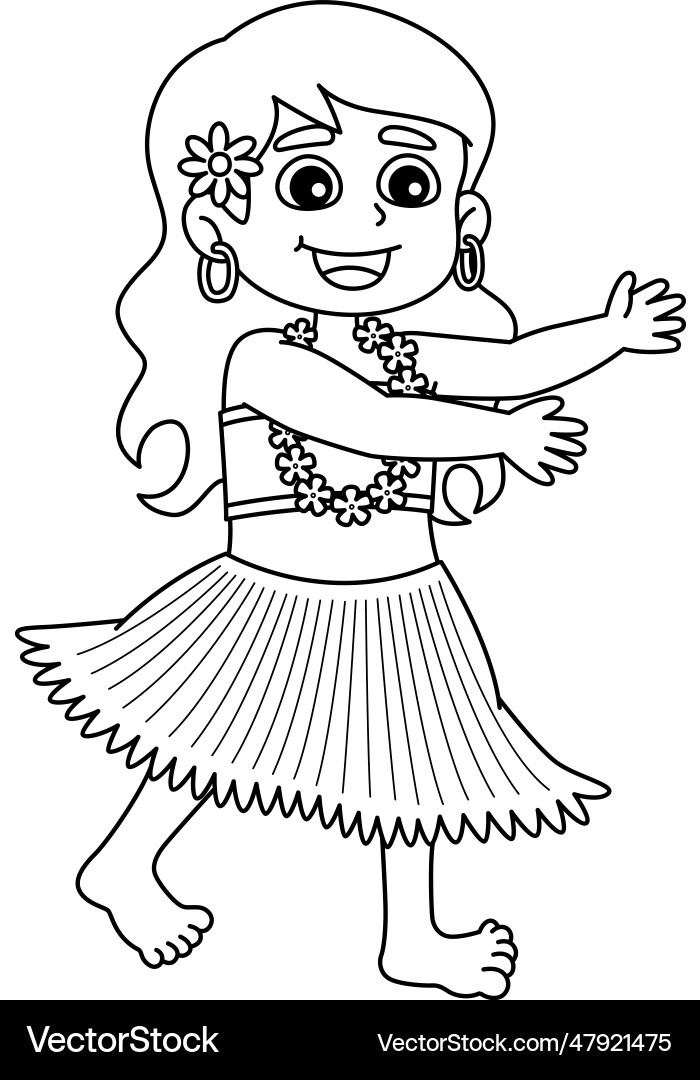 Girl doing the hawaiian dance summer isolated Vector Image