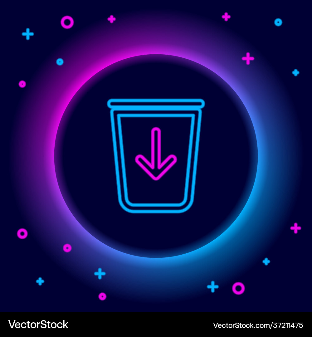 Glowing neon line send to trash line icon Vector Image