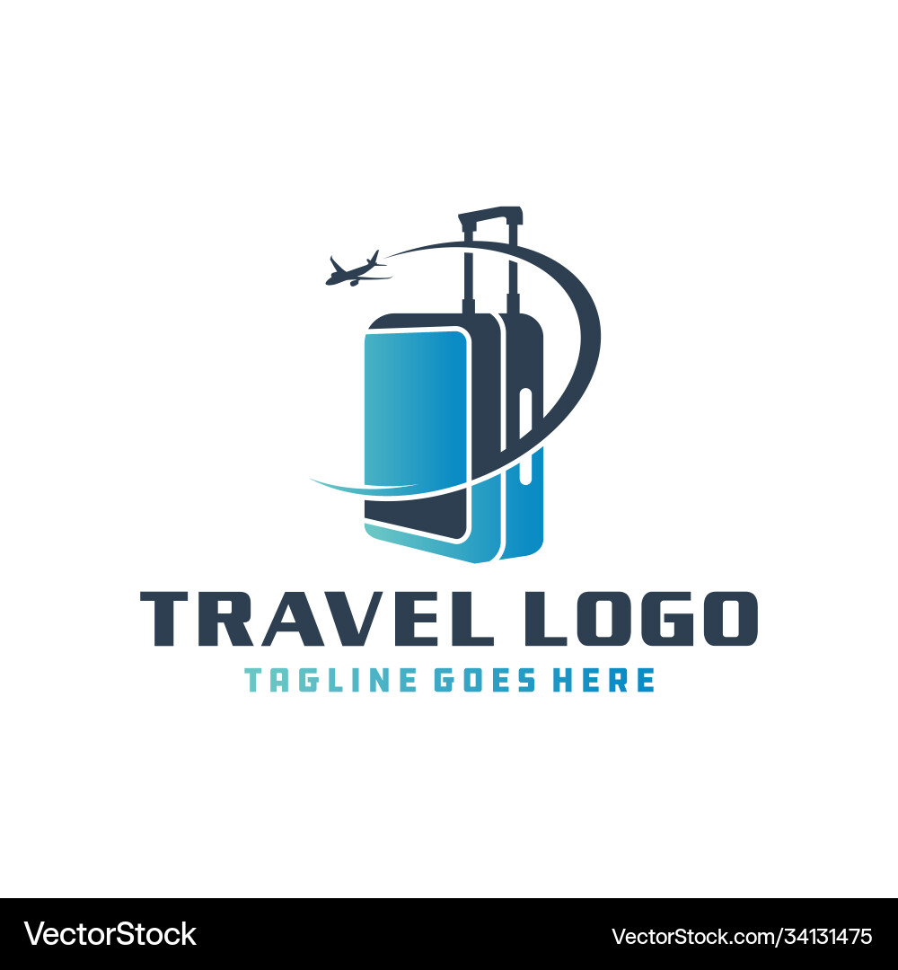 Holiday travel suitcase logo Royalty Free Vector Image