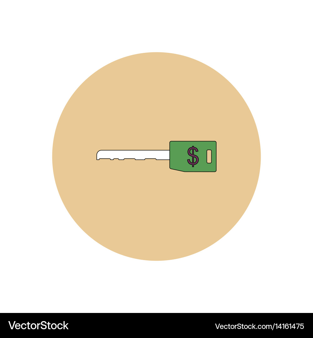 In flat design of dollar key Royalty Free Vector Image