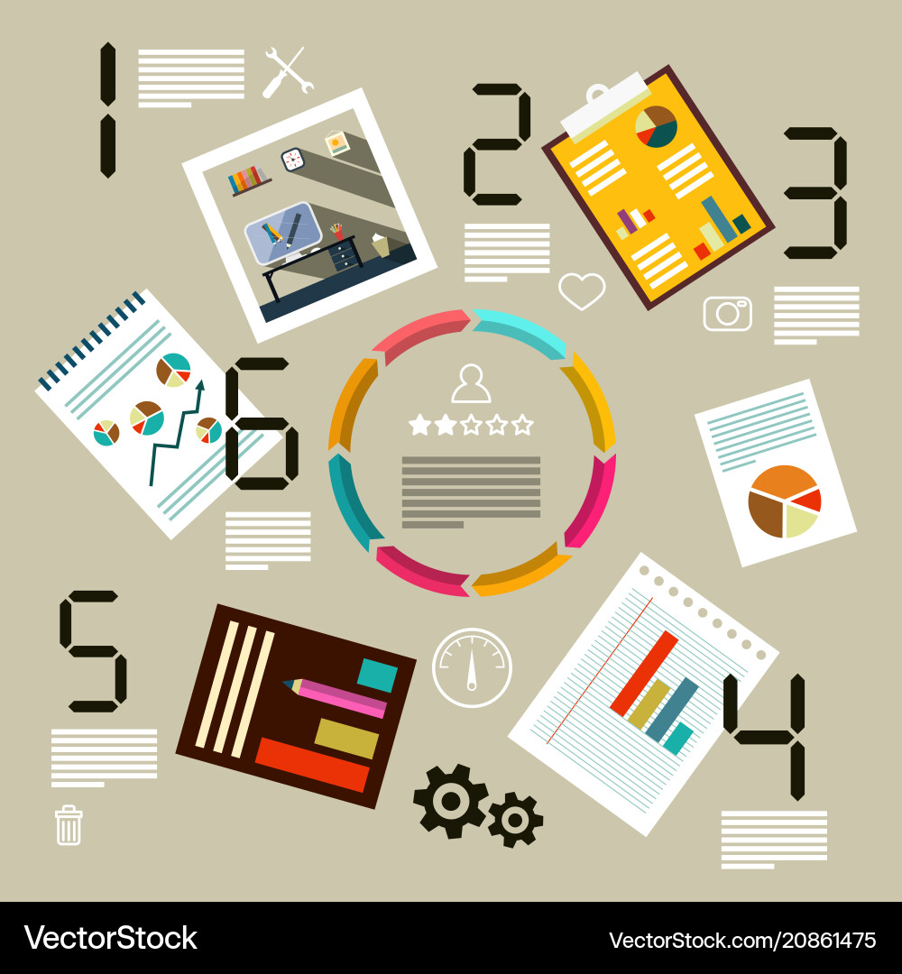 Infographic template with paper business Vector Image