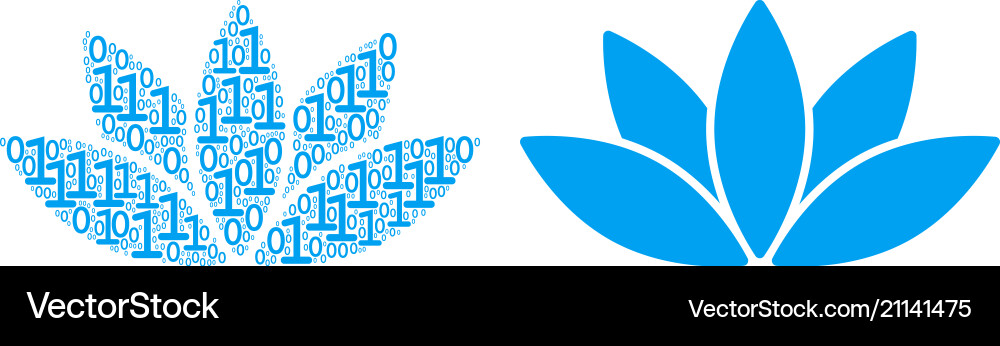Lotus flower collage of binary digits Royalty Free Vector