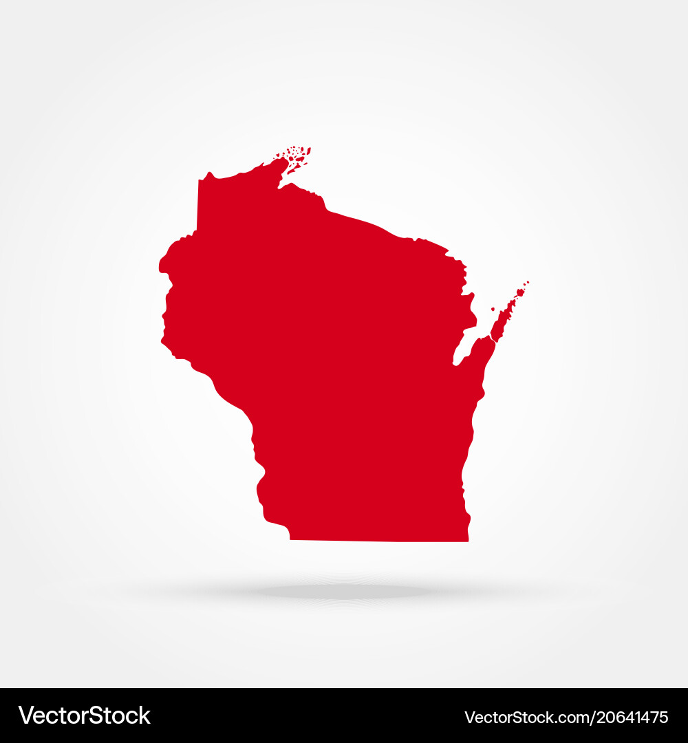 Map of the us state wisconsin Royalty Free Vector Image
