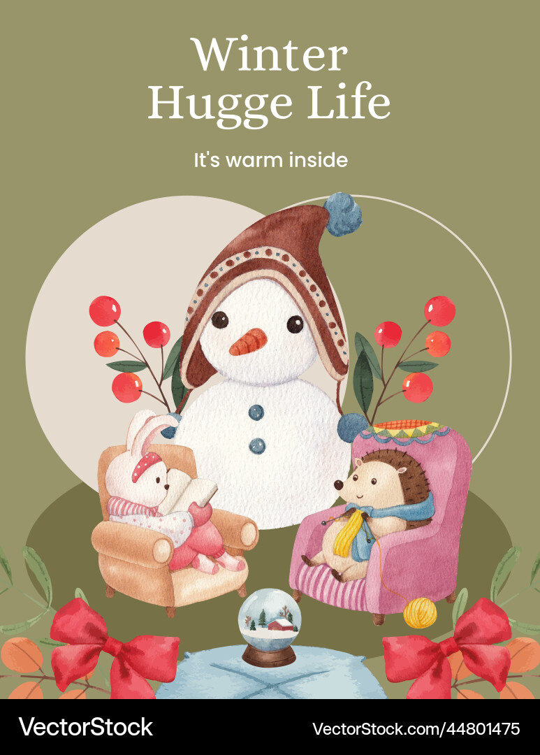 Poster template with winter hugge life Royalty Free Vector