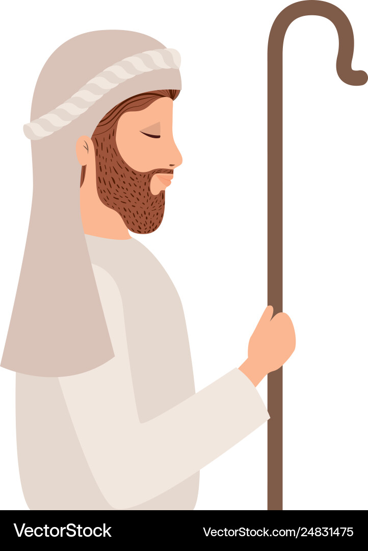 Saint joseph with cane character Royalty Free Vector Image
