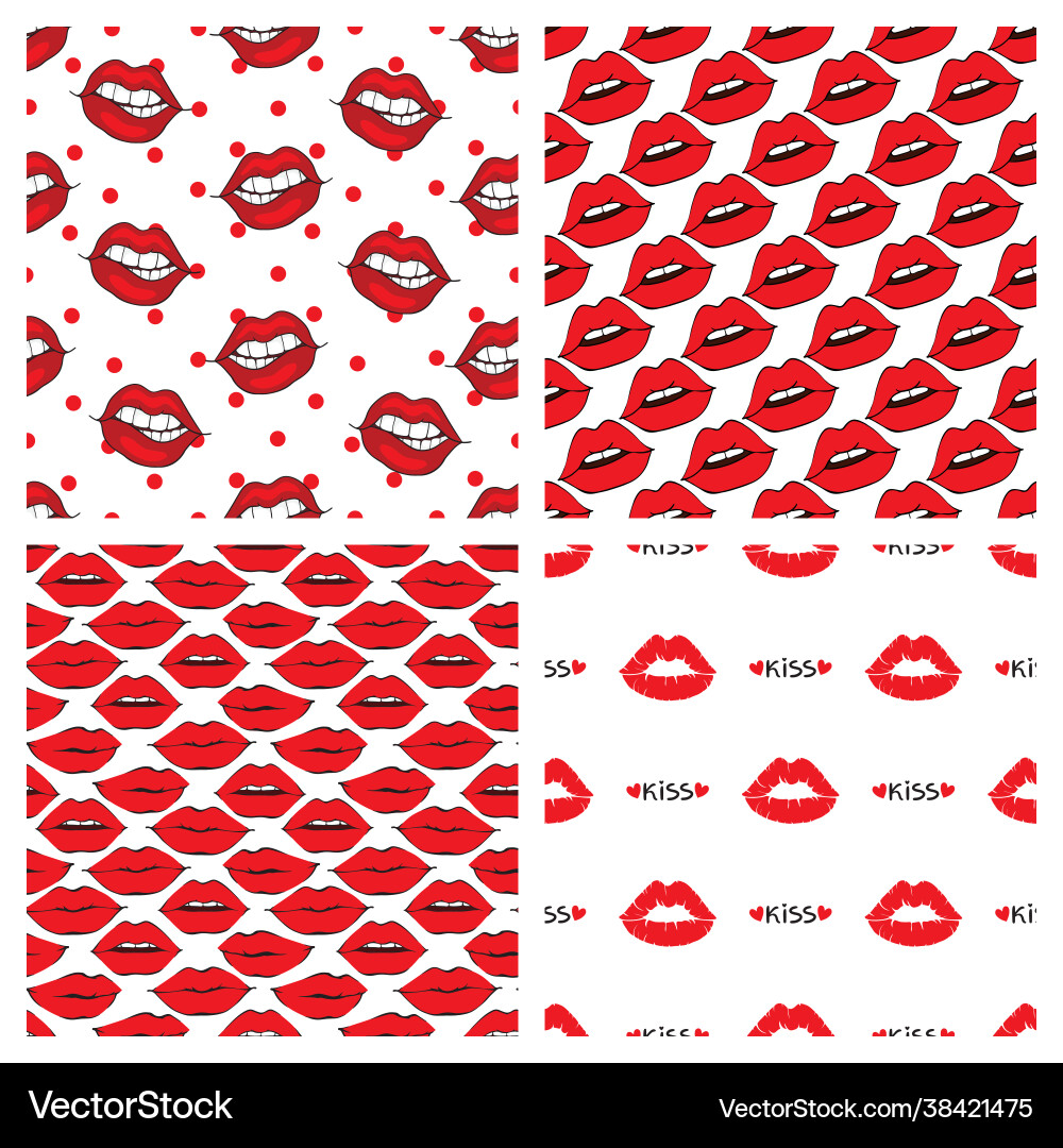 Seamless pattern lips kiss imprint wallpaper Vector Image