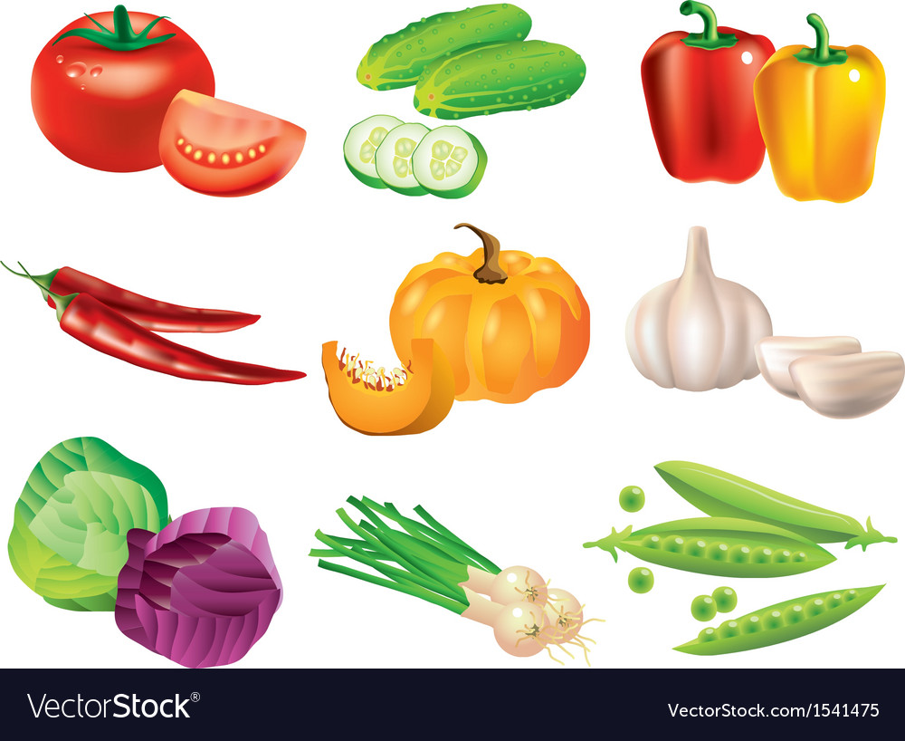 Vegetables set Royalty Free Vector Image - VectorStock