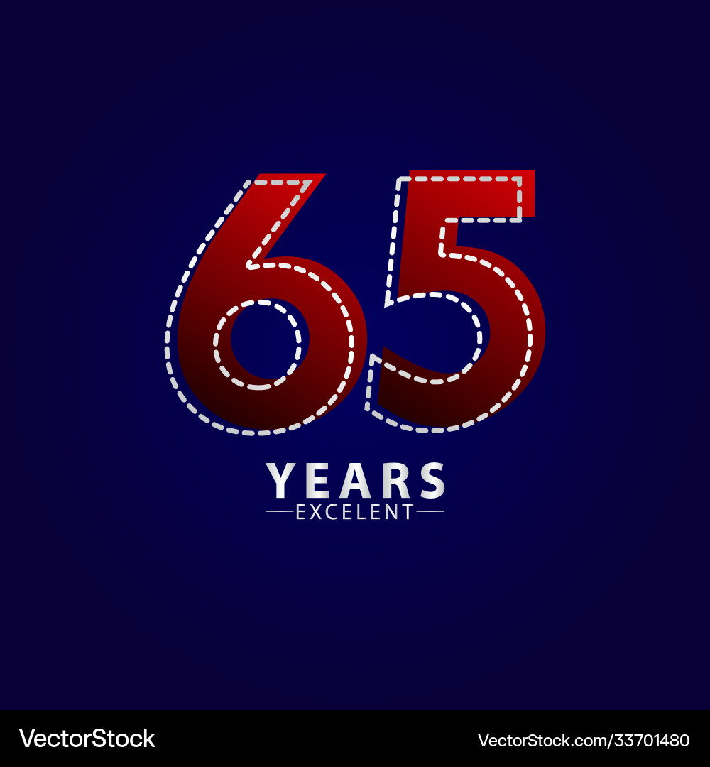 65 years excellent anniversary celebration red Vector Image