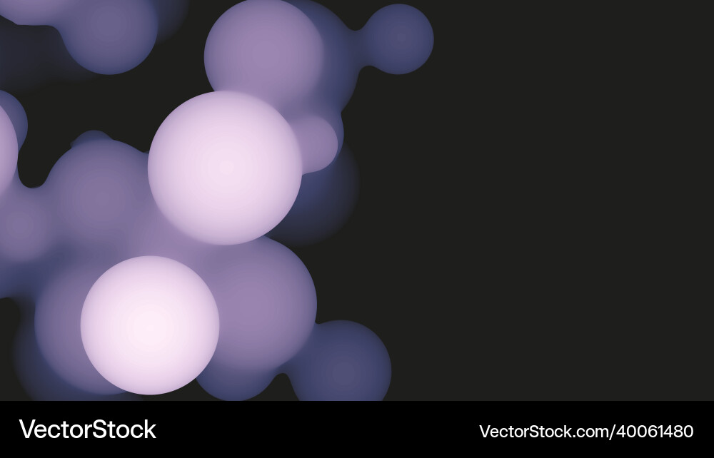 Abstract 3d fluid metaball shape with violet balls