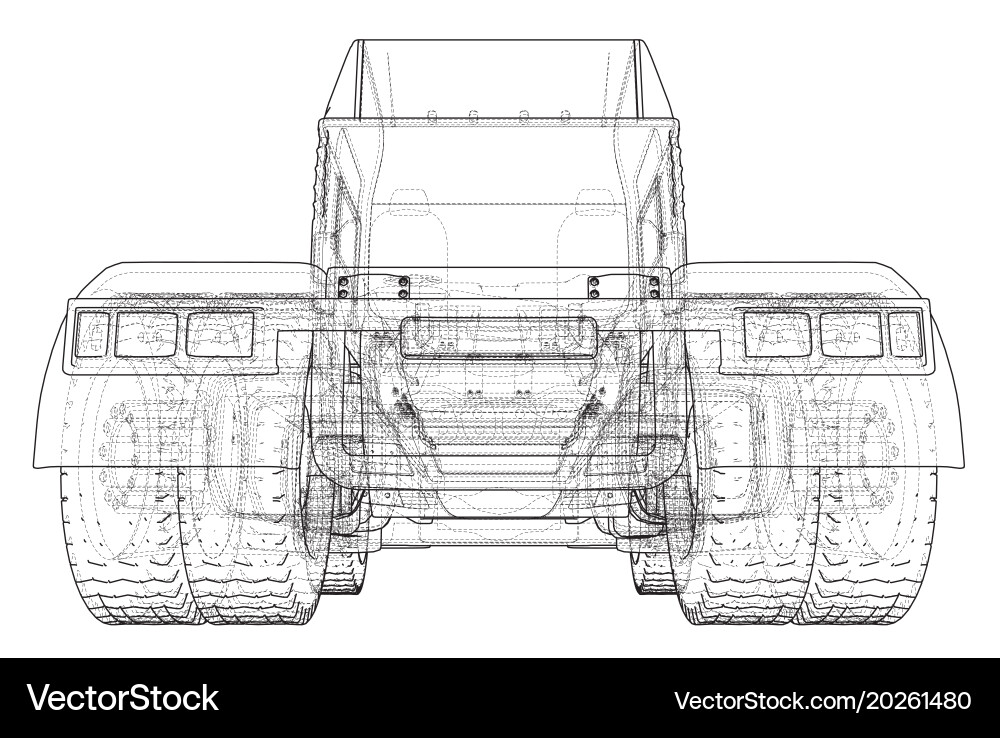 Back view truck isolated on white background Vector Image