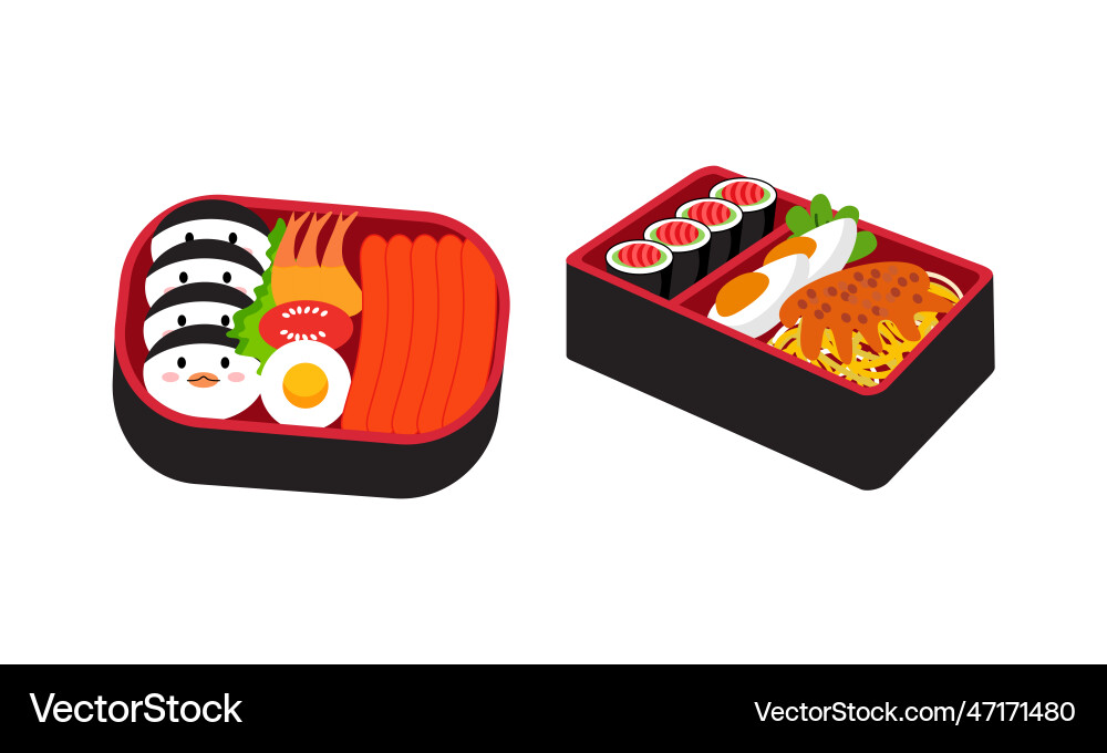 Bento box logo japanese lunch box Royalty Free Vector Image