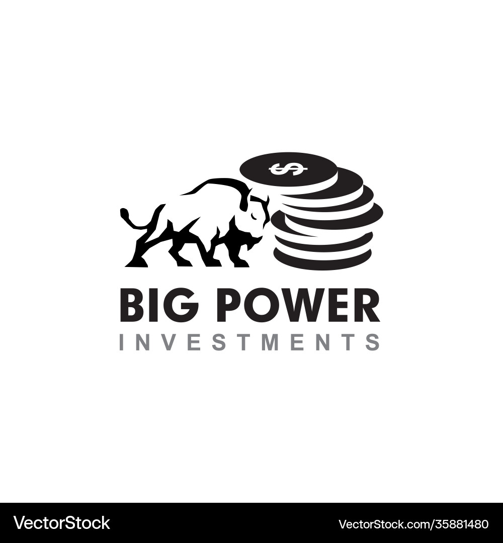 Big power company logo design with using bull Vector Image