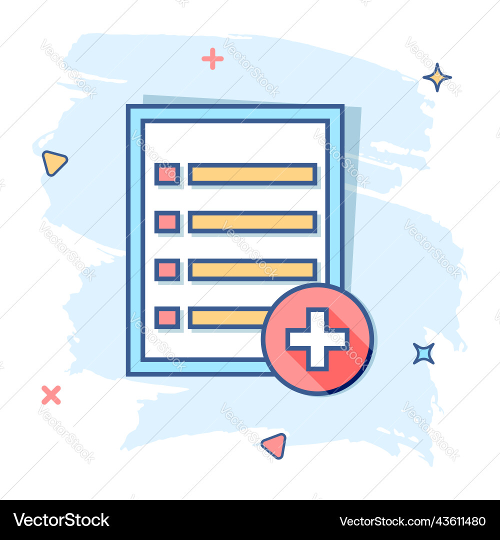Cartoon document icon in comic style paper page Vector Image