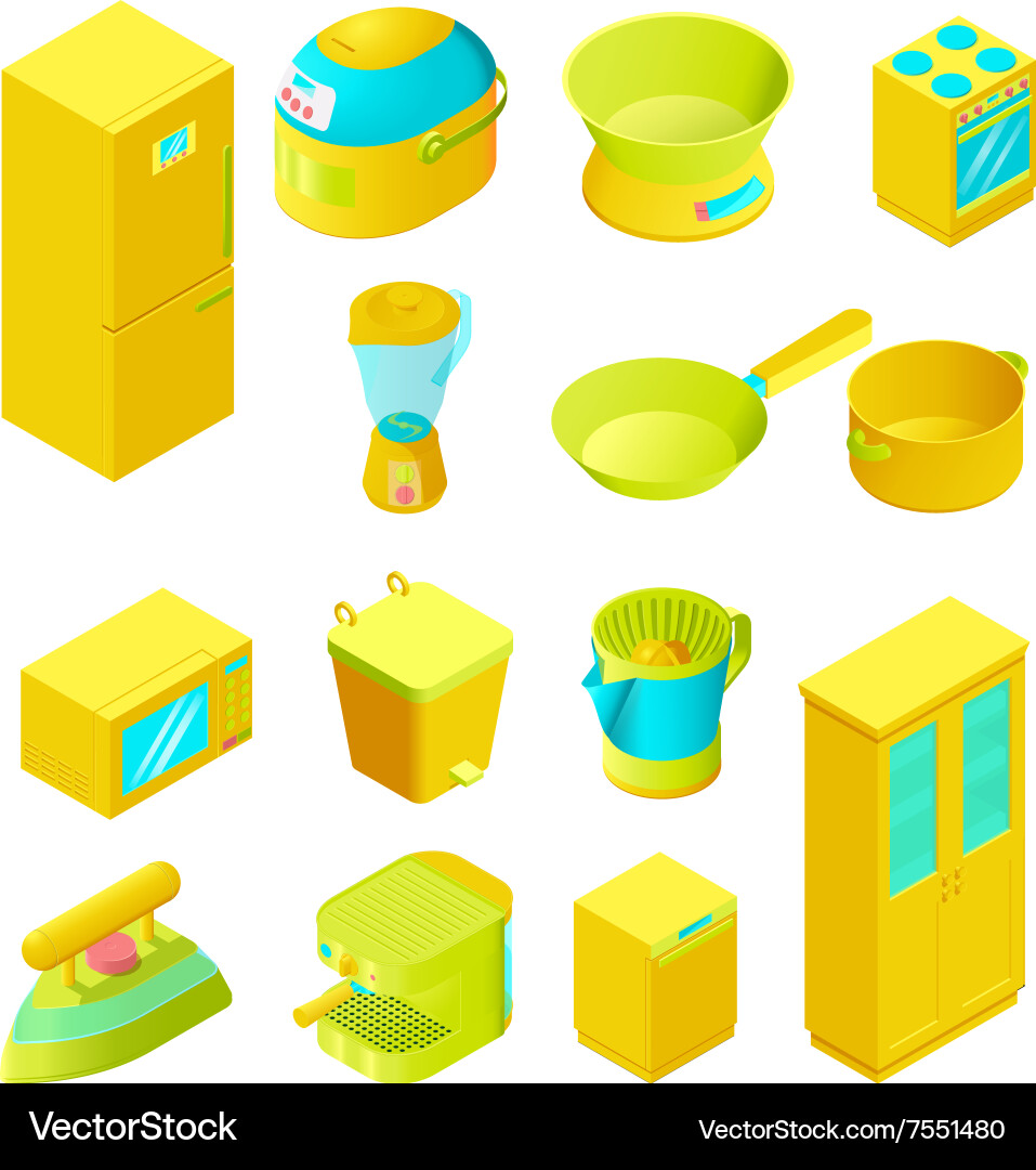 Colorful isometric home appliances Royalty Free Vector Image