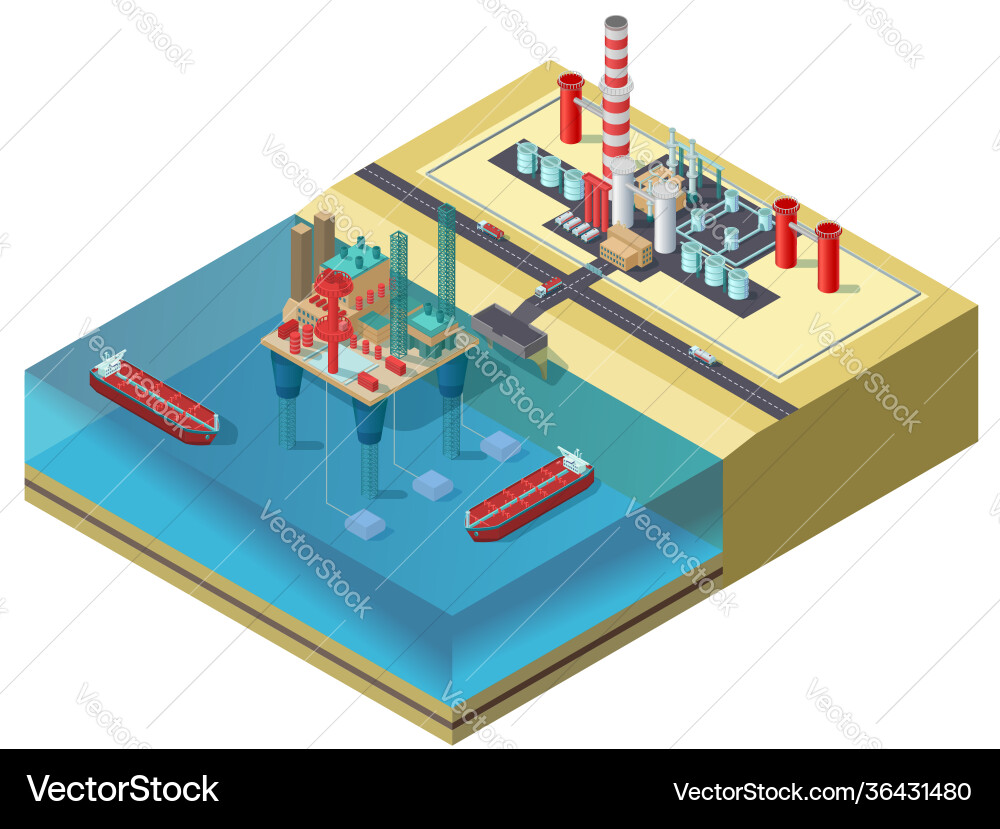 Colorful petroleum industry isometric concept Vector Image