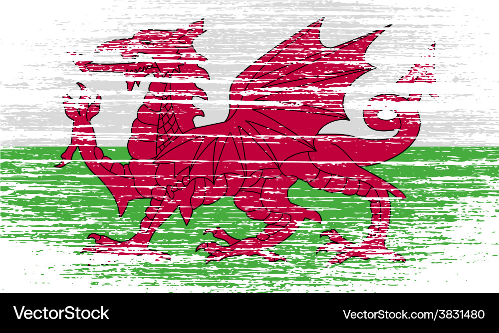 Flag of wales with old texture Royalty Free Vector Image