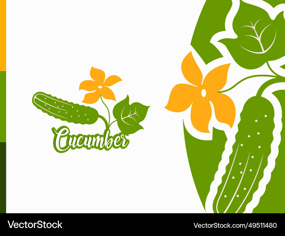 Green cucumber logo with a yellow Royalty Free Vector Image