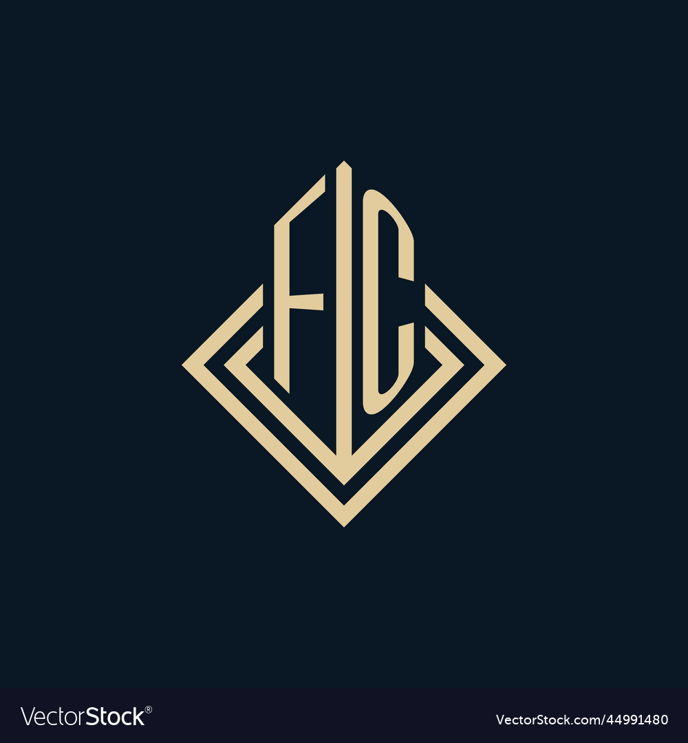 Initials fc logo rhombus lines shape style luxury Vector Image