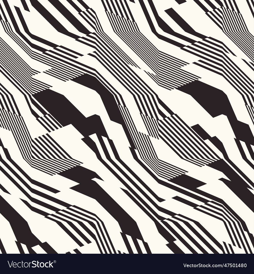 Monochrome Glitch Effect Textured Zigzag Pattern Vector Image