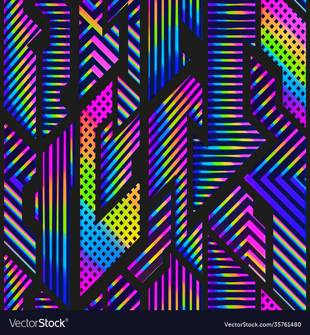 Rainbow geometric seamless pattern Royalty Free Vector Image