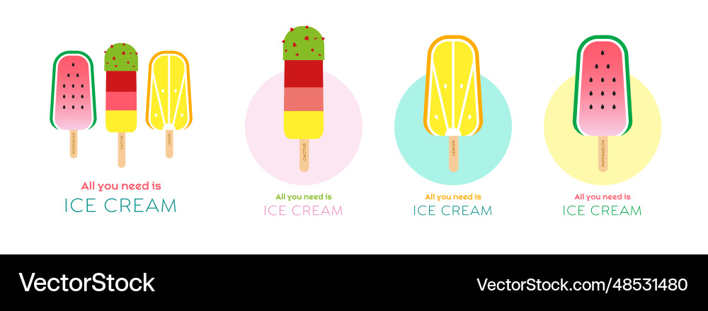 Set of ice cream Royalty Free Vector Image - VectorStock