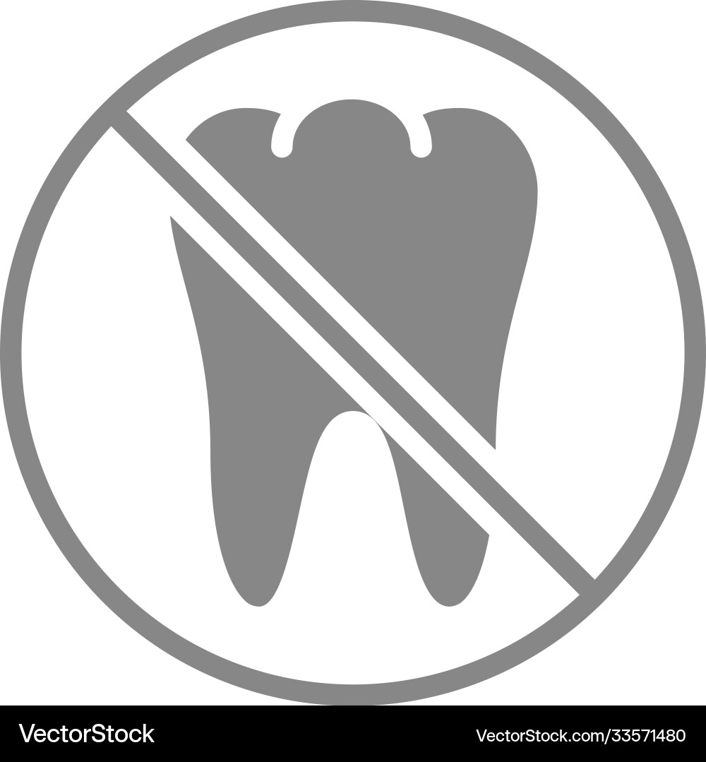 Tooth with prohibition sign gray icon Royalty Free Vector