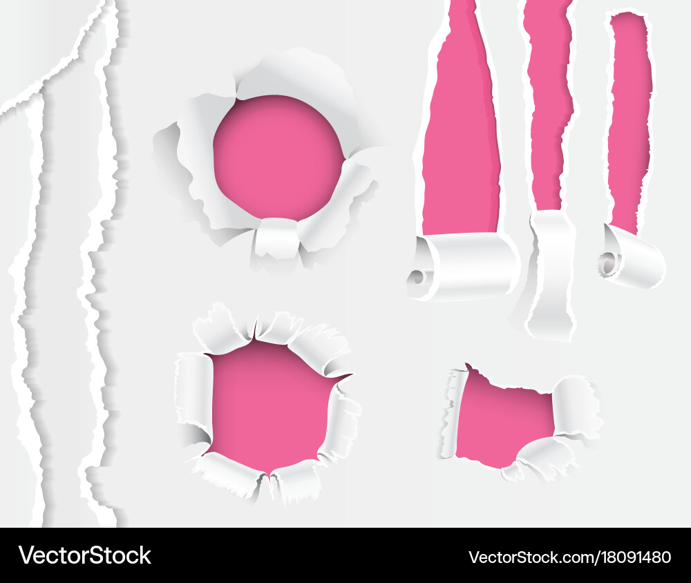 Torn edges hole lacerated ragged paper edge Vector Image