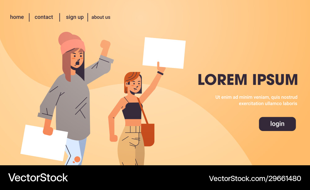 Women empowerment activists protesting holding Vector Image
