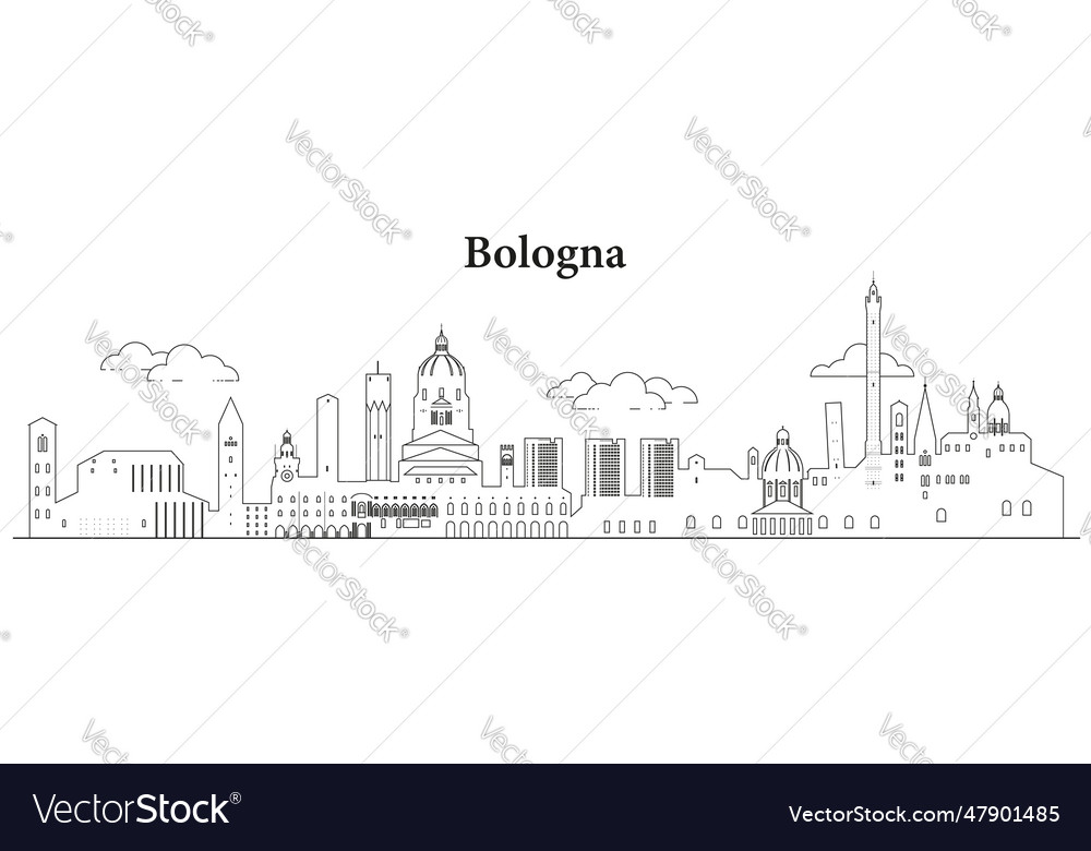 Bologna skyline line art Royalty Free Vector Image