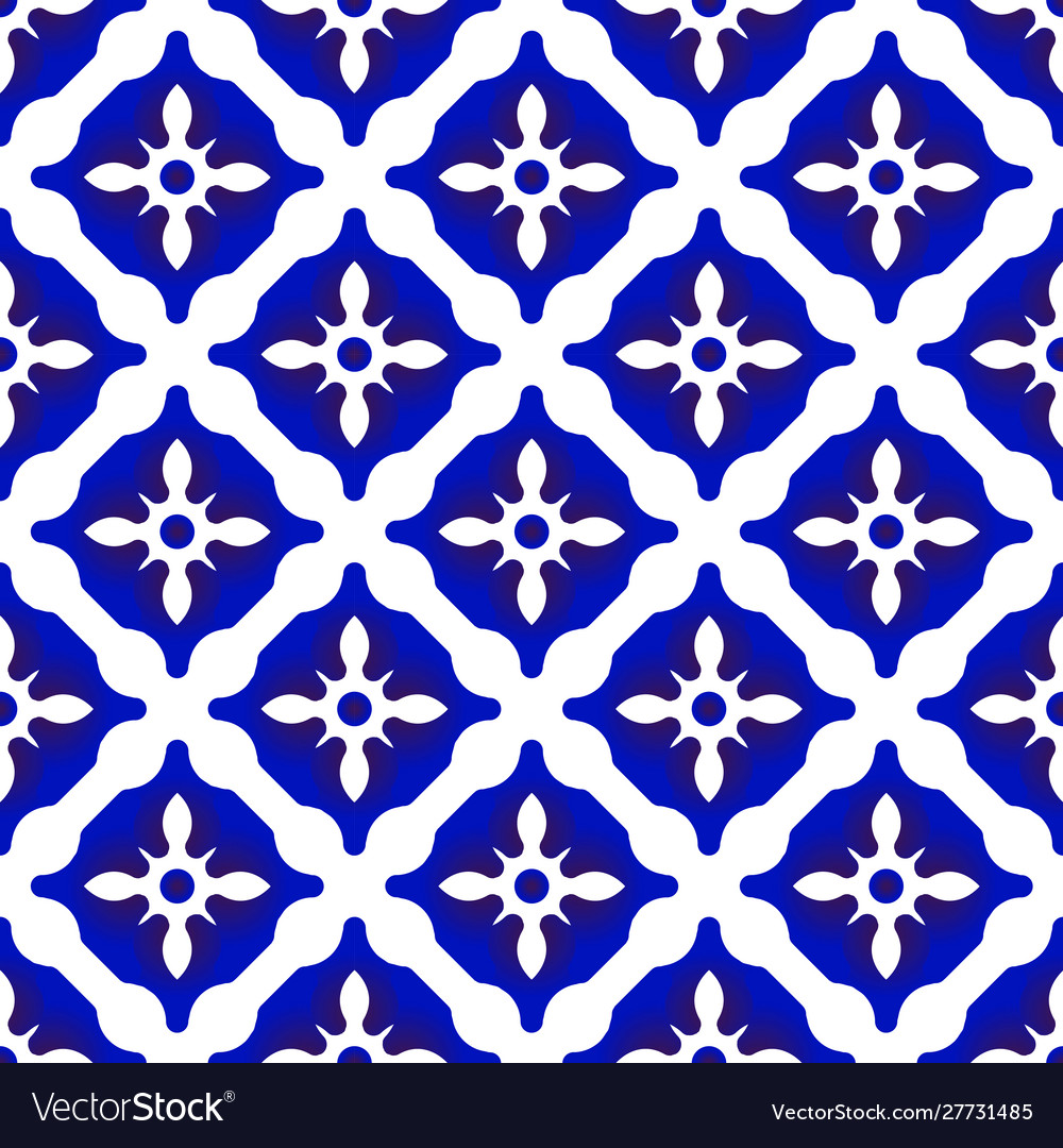 Ceramic pattern blue and white Royalty Free Vector Image