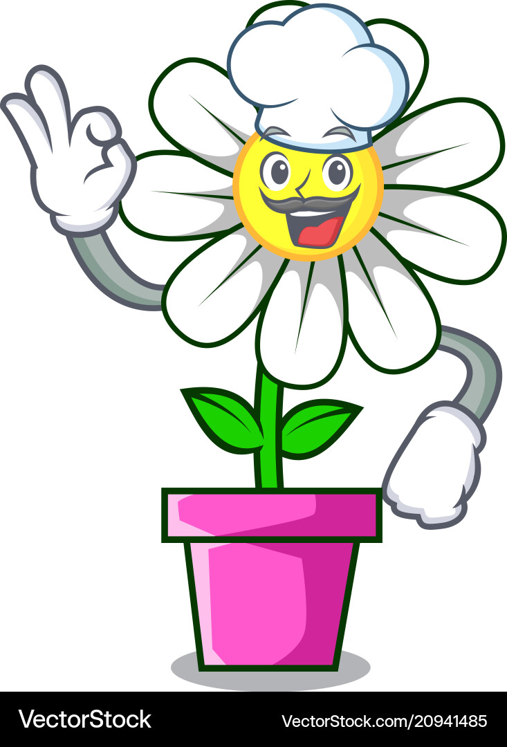 Chef daisy flower character cartoon Royalty Free Vector