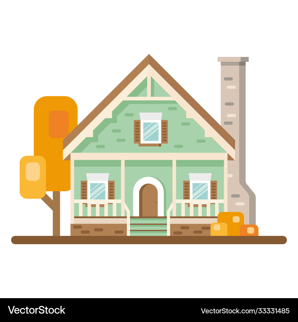 Colored house exterior front view home facade Vector Image