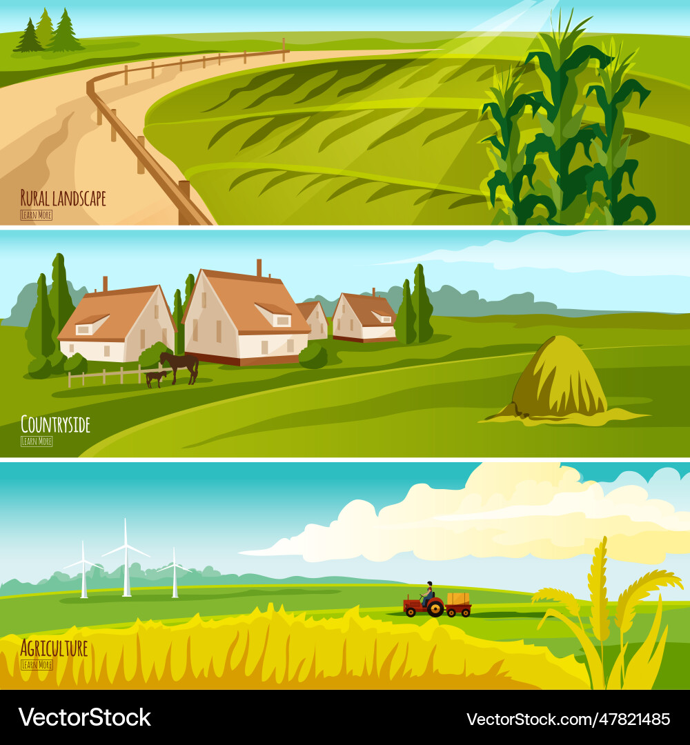 Countryside cropland under cultivation Royalty Free Vector